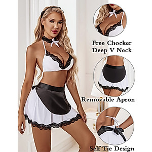 Avidlove Maid Lingerie For Women Sexy Cosplay Lingerie Role Play Lingerie Sexy Halloween Costumes Outfits White Large