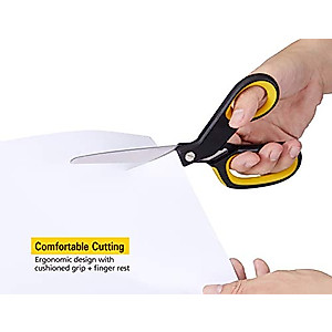 Stanley 8 Inch All-Purpose Ergonomic Scissor (SCI8EST-YLW), Yellow/Black