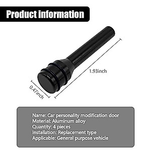 Hawyet 4 PCS Car Door Lift Bolt, 1.93" Safety Door Metal Lock Knob Pull Pin Replacement, Simple Personalized Door Lock Status Button Cover, Universal Interior Accessories for Most Cars (Black)