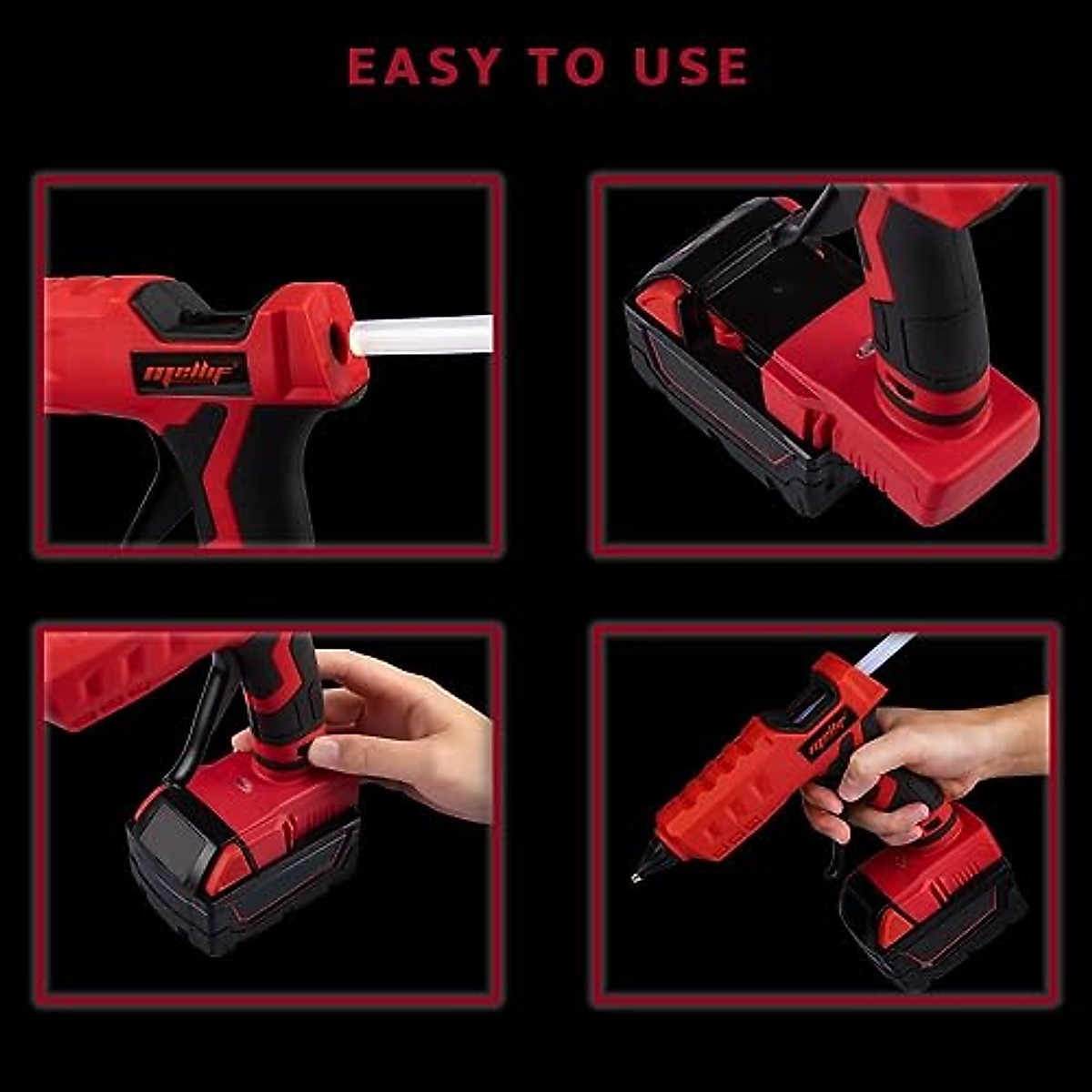 Mellif Cordless Hot Glue Gun for Milwaukee 18V Battery, Handheld Electric Power Glue Gun Full Size for Arts & Crafts & DIY with 20 0.43" Glue Sticks (Battery Not Included)