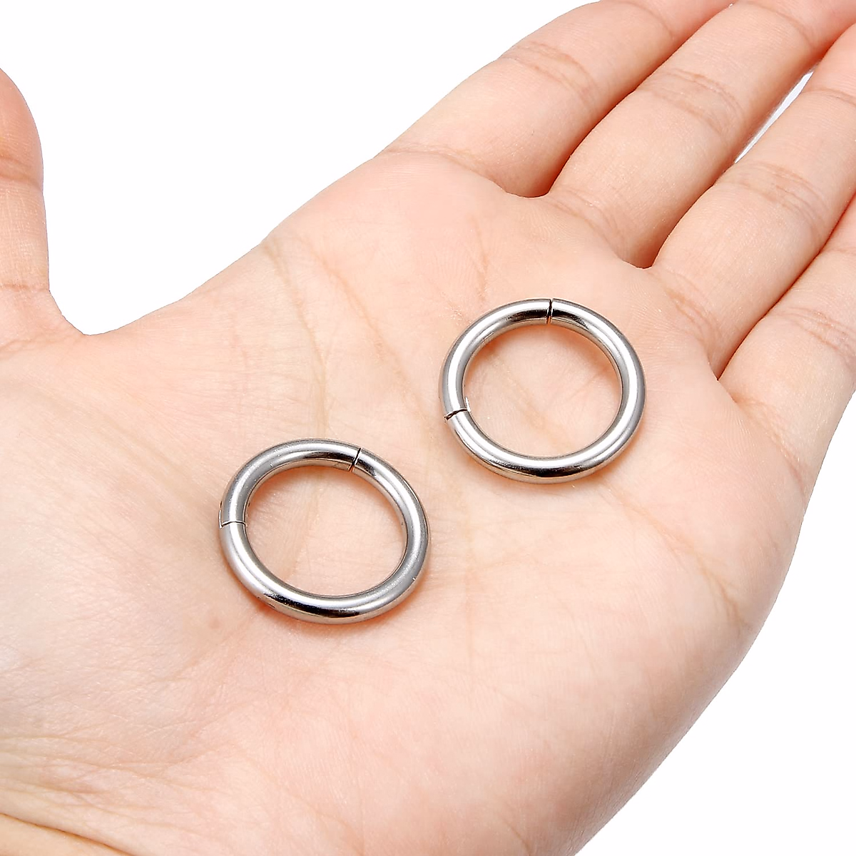 8G Earrings Hinged Segment Clicker PA Rings PA Rings Captive Bead Rings Septum Nose Rings Dangle Spring Action CBR Surgical Steel Monster Screwball Rings Body Piercing Rings for Women Men Silver