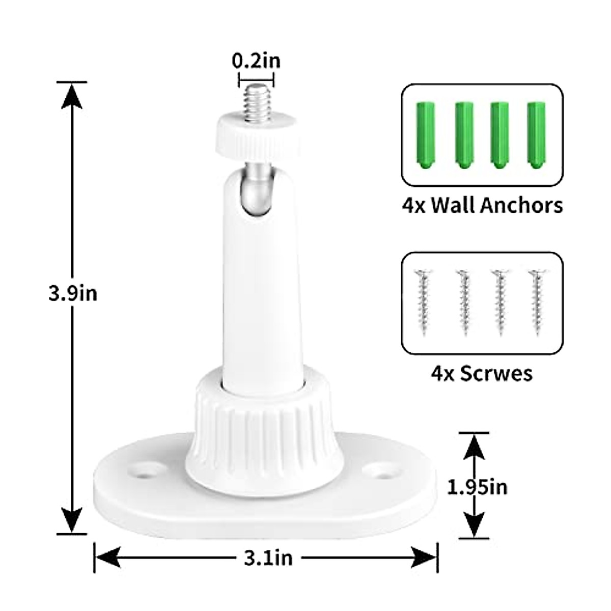 2Pack Strong Adhesive Wall Mount Compatible with Ring Stick Up Cam Wired/Battery and Ring Indoor Cam HD Security Camera,360 Degree Adjustable Mounting Bracket for Camera with 1/4 Screw Head