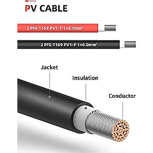 JHBOX 10AWG 1 x 20ft Solar Panel Extension Cable | Female and Male Connectors | Solar Connector Adaptor Kit Tool | DIY Panel Solar Kits for Home Shop RV Roof | TUV Certified