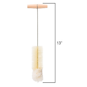 Redecker Bottle Brush with Beechwood Grip, for Soda Bottles/Jars/Specialty Glassware, Tampico Fiber and Wool Bristles, 14 Inches Long, Made in Germany