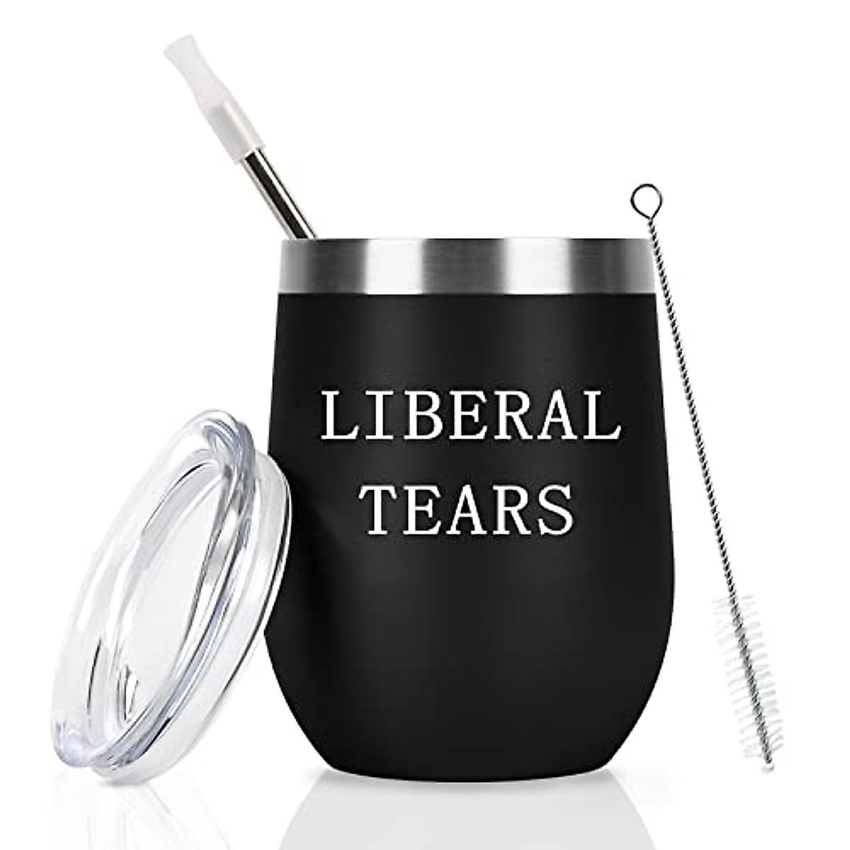 GINGPROUS Liberal Tears Wine Tumbler, Conservative Republican Political Gifts Anti Liberal Merchandise Novelty Republicans Conservatives Christmas Gifts, 12 oz Stainless Steel Wine Tumbler, Black