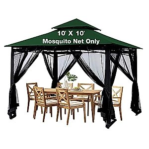Mosquito Net for 10x10 Canopy Tent,Replacement Mosquito Netting for Gazebo Netting Screen Mosquito Screen Canopy for Camping for Patio Tent 10x10' (Mosquito Netting Only, Black 2)