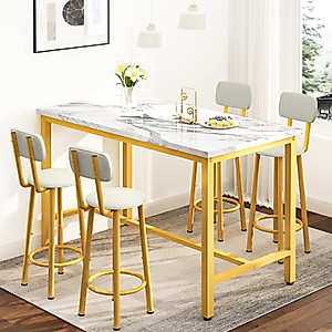 AWQM Dining Table, White & Gold