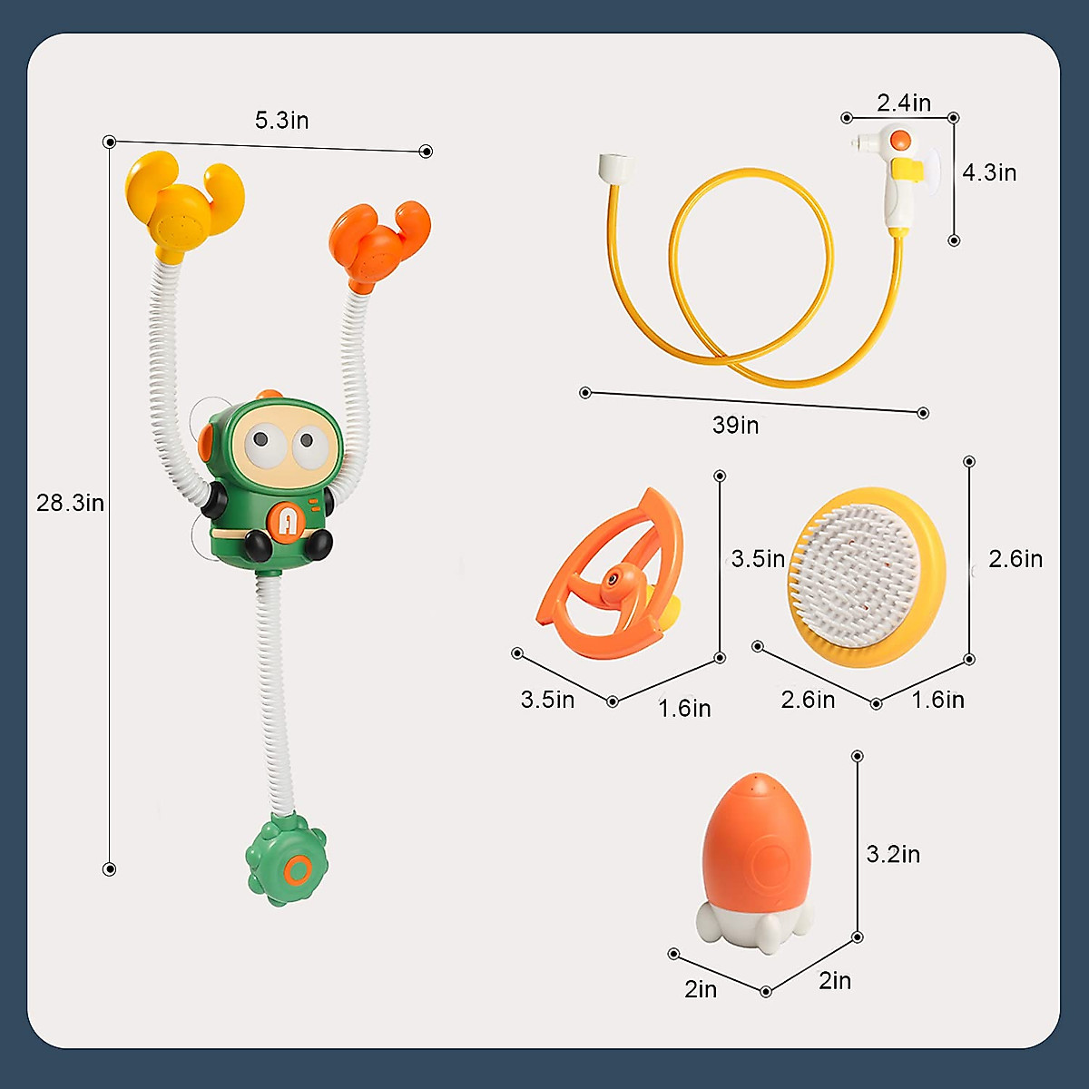 JoyGrow Bath Toys Electric Shower Head with Double 360° Rotatable Sprinkler and 3 PCS Different Spraying Sprinkler Bathtub Water Toy for Baby Kids