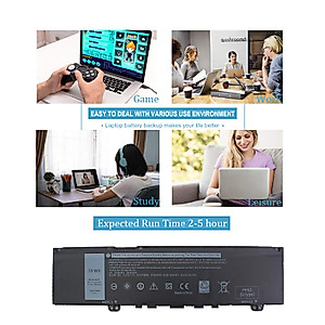 38WH F62G0 New Laptop Battery for Dell Inspiron 13 7000 7370 7373 7380 5370 7386 2-in-1 P83G P83G001 P87G P87G001 Vostro 5370 13-5370-D1505G D1525S D1605S Series F62GO RPJC3 39DY5-12 Months warranty