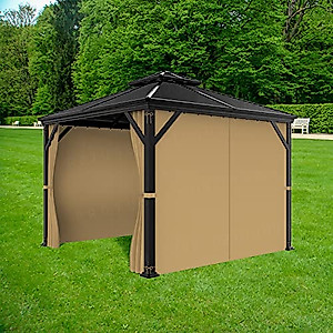 PROTUNE OUTDOORS 12-ft x 12-ft Gazebo Curtains,Privacy Sidewall Set 4-Panel Universal Replacement Shade Curtains Set,Protecting Side Walls (Only Curtain)-Khaki