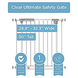 Perma Child Safety Stellar Sensor LED Auto Lock Safe Step Walk Through Baby Gate for Stairs, Pressure Mounted, White