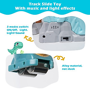 Dinosaur Chasing Race Track Game Set Double Loop Track Slide Toy Climb Stairs Toy Roller Coaster Toy with Music Educational Puzzle Playsets Gift for Toddler Kids Boys Girls Age 3+