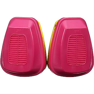 3M P100 Respirator Cartridge/Filter 60923, 1 Pair, Helps Protect Against Organic Vapors, Acid Gases, and Particulates,Magenta, Yellow