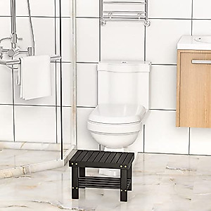 Zhuoyue Wooden Step Stool for Kids Adults Black Small Bamboo Wood Shower Foot Rest Stool Shaving Legs for Bathroom Sink Bed Kitchen