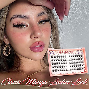 Anime Lashes Individual Manga Eyelashes Natural Look Lashes Wispy Clear Band Strip Eyelashes Spiky Korean Style Lashes Pack by Goddvenus (8 Pairs 4 Styles)