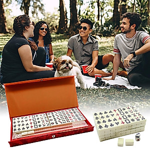 Bavokon Professional Chinese Mahjong Set,Mah Jong Set with Portable Long Mahjong Box,144 Numbered Melamine Large Size Tile with Carrying Travel Case,Complete Mahjong Game Set for Home Entertainment