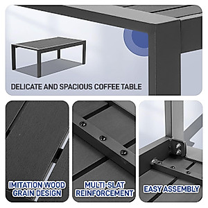 VINGLI Outdoor Furniture 4 Pieces Modern Aluminum Patio Furniture Set, Patio Sofa Set Outdoor Patio Conversation Sectional Set for Lawn, Garden, Backyard (Gray)