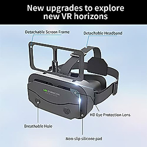 VR Headset Compatible with iPhone & Android Phone Within 4.7-7.2inch Display Screen- Universal Virtual Reality Goggles- Soft & Comfortable New 3D Glasses (G13-Black)
