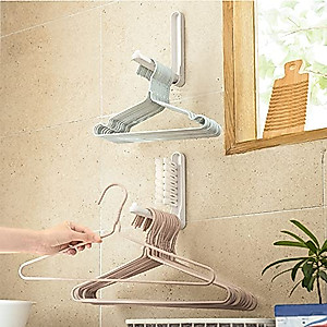 Door Hanger Organizer for Closet,Hanger Organizer Stacker,2 Pack White,Comes with 6 Pieces of Non-Marking Stickers,Sticker in Closet, Wall,Space Saver,Laundry Hanger Stacker Organizer Stand Plastic
