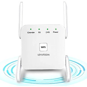 2022 WiFi WiFi Range Extender - 1200Mbps WiFi Repeater Wireless Signal Booster, Dual Band 2.4G and 5G Expander, 4 Antennas 360° Full Coverage, Extend WiFi Signal to Smart Home Devices（ 1203H04 White）