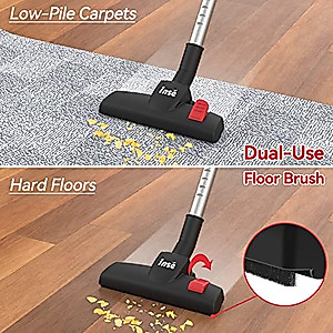 INSE Vacuum Cleaner, Corded Vacuum Cleaner 600W Powerful Motor 18000Pa Versatile Handheld Corded Stick Vacuum Cleaner for Hardwood Floor Pet Hair - Red