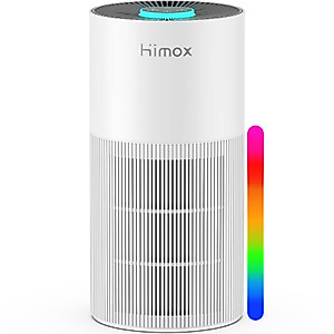 HIMOX Air Purifier for Allergies - Covers 1,175 Sq Ft - Hospital-Grade Air Filter - Air Purifier for Home Large Room - Filters 99.99% of Pet Dander, Smoke, Dust, Odors, Mold,7 color Night light
