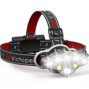 Victoper Rechargeable Headlamp, 8 LED 18000 High Lumen Bright Head Lamp with Red Light, Lightweight USB Head Light, 8 Mode Waterproof Head Flashlight for Outdoor Running Hunting Hiking Camping Gear