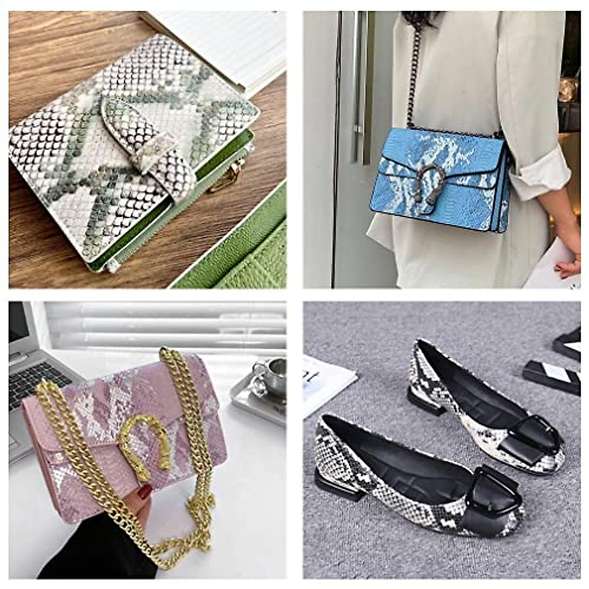 HYANG Snake Embossed Black PU Faux Leather Sheets 1 Rolls 12"X53"(30cmX135cm), Faux Leather Very Suitable for Leather Earrings, Bows, Handbag ，Sewing ，Crafts Making