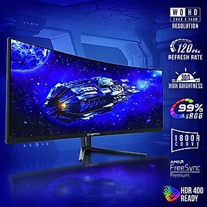 Sceptre 35" UltraWide Curved QHD Monitor 3440 x 1440p up to 120Hz HDR400 99% sRGB 300 Lux PIP PBP Machine Black (C355B-QUN168)