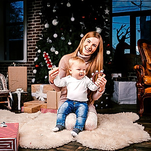 6 Pieces Christmas Hand Jingle Bells Wooden Hand Sleigh Bells Jingle Shaker Bells Handhold Bell Rattles Musical Bell Instruments Handheld Bells Holiday Christmas Decor (Red)