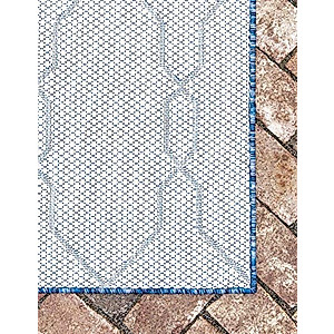 Unique Loom Outdoor Trellis Collection Area Rug - Links Trellis (9' x 12' Rectangle, Blue/ Ivory)