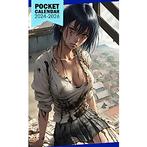 Pocket Calendar 2024 - 2026: Three-Year Monthly Planner for Purse , 36 Months from January 2024 to December 2026 | Future anime | Dirty woman on bed | Watercolor | Hand drawing