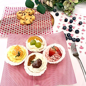 ZZJ 150pcs Valentine's Day Wax Paper, Food Picnic Paper, Greaseproof Paper,Waterproof Dry Hamburger Paper Liners Wrapping Tissue for Plastic Food Basket (Rose Heart Stripe)