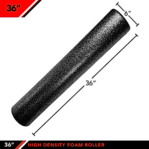 JFIT High Density Foam Roller, Black, 36-Inch