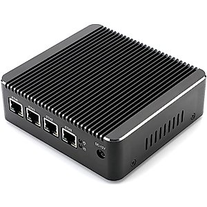 Firewall Micro Appliance,Fanless Mini PC with Intel Celeron J4125 Quad Core,4 Intel I225 Gigabit LAN,VGA/HDMI/USB,AES-NI,Barebone No Ram No SSD