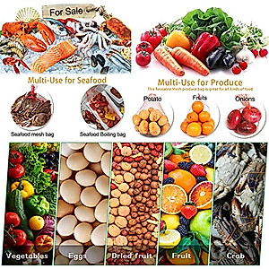 ZLY 100 PCS Seafood Boiling Bags,Reusable 13inch Stretchable Nylon Mesh Bag,Crawfish Shellfish Clam Boil BagsPlastic Mesh for Storage of Fruit,Vegetable,Cooking Crawfish Crab