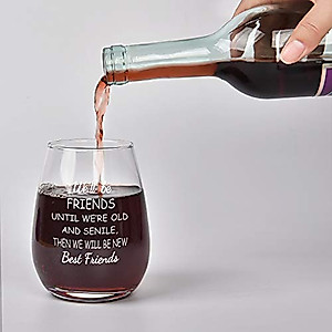 Friend Gifts for Women, We'll Be Best Friend Wine Glass 15Oz - Funny Birthday, Valentines, Galentines Day Gifts for Women Friends Female Girls Sister BFF