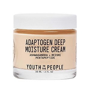 Youth To The People Adaptogen Deep Moisture Cream, Travel Size (2 fl oz), Fragrance-free Face Moisturizer, Squalane, Ashwagandha + Reishi Mushroom, Suited for Dry + Sensitive Skin, Vegan