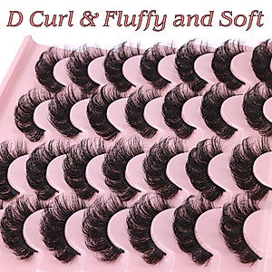 False Eyelashes D Curl Lash Strips Fluffy Wispy Mink Lashes Look Like Extensions Russian Strip Lashes Natural Look Volume Dramatic Short Fake Eye Lashes 16mm Pack pestañas postizas naturales 14 Pairs