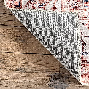 nuLOOM AMA Persian Stain-Resistant Machine Washable Area Rug, 9' x 12', Rust