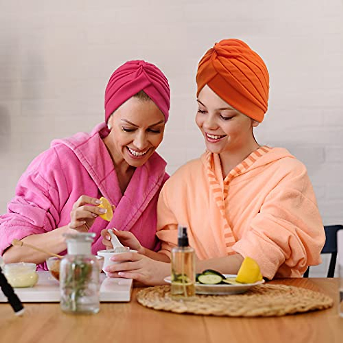 17 Pack Stretchable Polyester Turban Head Cover Twisted Pleated Headwrap By Ever Fairy (Style A)