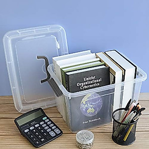 Farmoon 12 Quart Clear Storage Bin, Plastic Stackable Box/Cotainer with Lid and Grey Handle