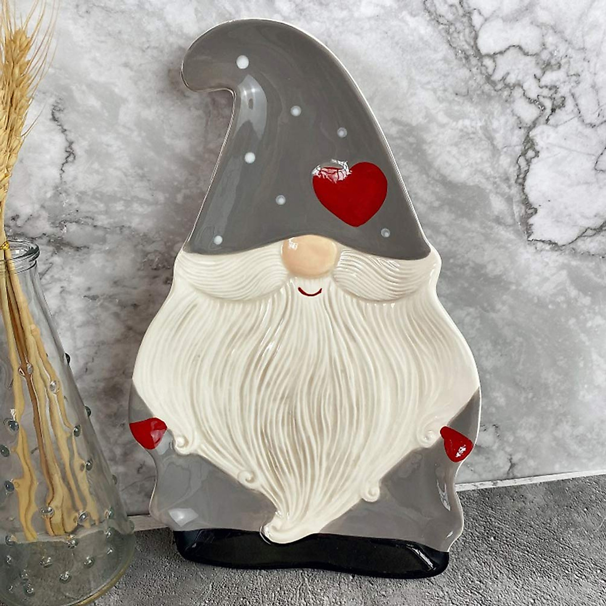 NUOBESTY Gnome Shaped Platter Snack Appetizer Trays Dessert Serving Dishes Holiday Food Serving Platter Candy Nut Dish Container Christmas Party Favors
