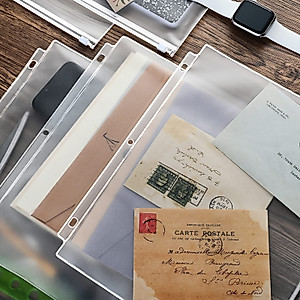 12 Packs Letter Size Binder Pockets, 3 Holes 11.4in x 9.5in Zipper Binder Folders for 3 Ring Binder, Waterproof Clear PVC Binder Pouch Loose Leaf Filing Document Bag