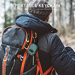 Winproo Armor Airpods Pro Case Cover with Lock Clip, Military Hard Shell Full-Body Shockproof Protective Case Skin with Keychain for Airpods Pro [Green]