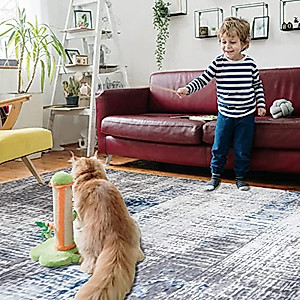 OMERAI Washable Rug 5'x7' Area Rugs for Living Room Abstract Rug Machine Washable Rug with Non Slip Rug for Bedroom Grey Rug Carpet Dining Home Decor Office Area Rug (Gray)