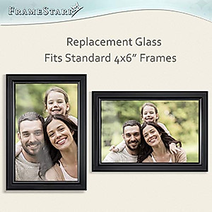 FrameStarr 4x6 Glass (Crystal Clear, 2 Pack), Picture Frame Replacement Glass for 4 x 6 Picture Frames, Real Glass Cover Sheets