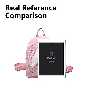 3D Plush Bunny Ear Girls Backpack Winter Kawaii Mini Schoolbag Teen Fluffy Aesthetic Small Students Bookbag Women Daypack (Coffee)