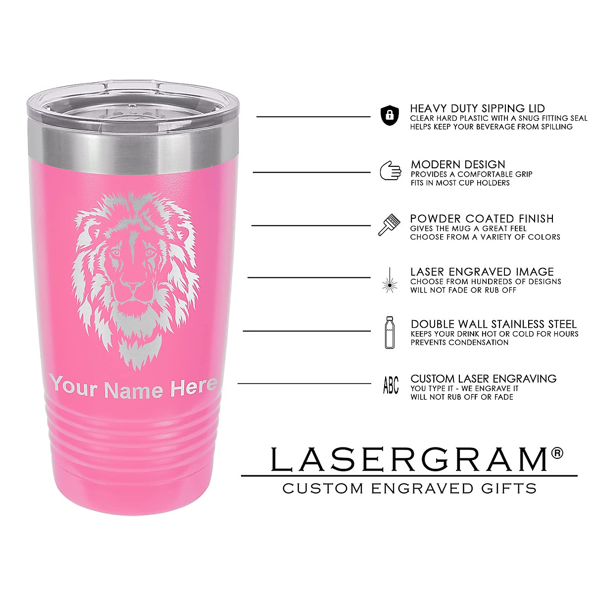 LaserGram 20oz Vacuum Insulated Tumbler Mug, Flag of El Salvador, Personalized Engraving Included (Pink)