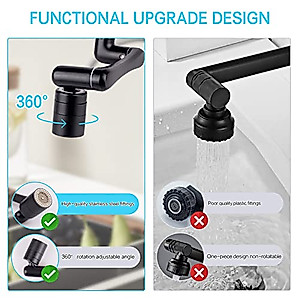 YCYYYDS Rotating Faucet Extender 1440° Large-Angle Splash Faucet with 2 Water Outlet Modes Splash Filter Faucet Aerator for Kitchen and Bathroom Sink Faucet Extender (Black)